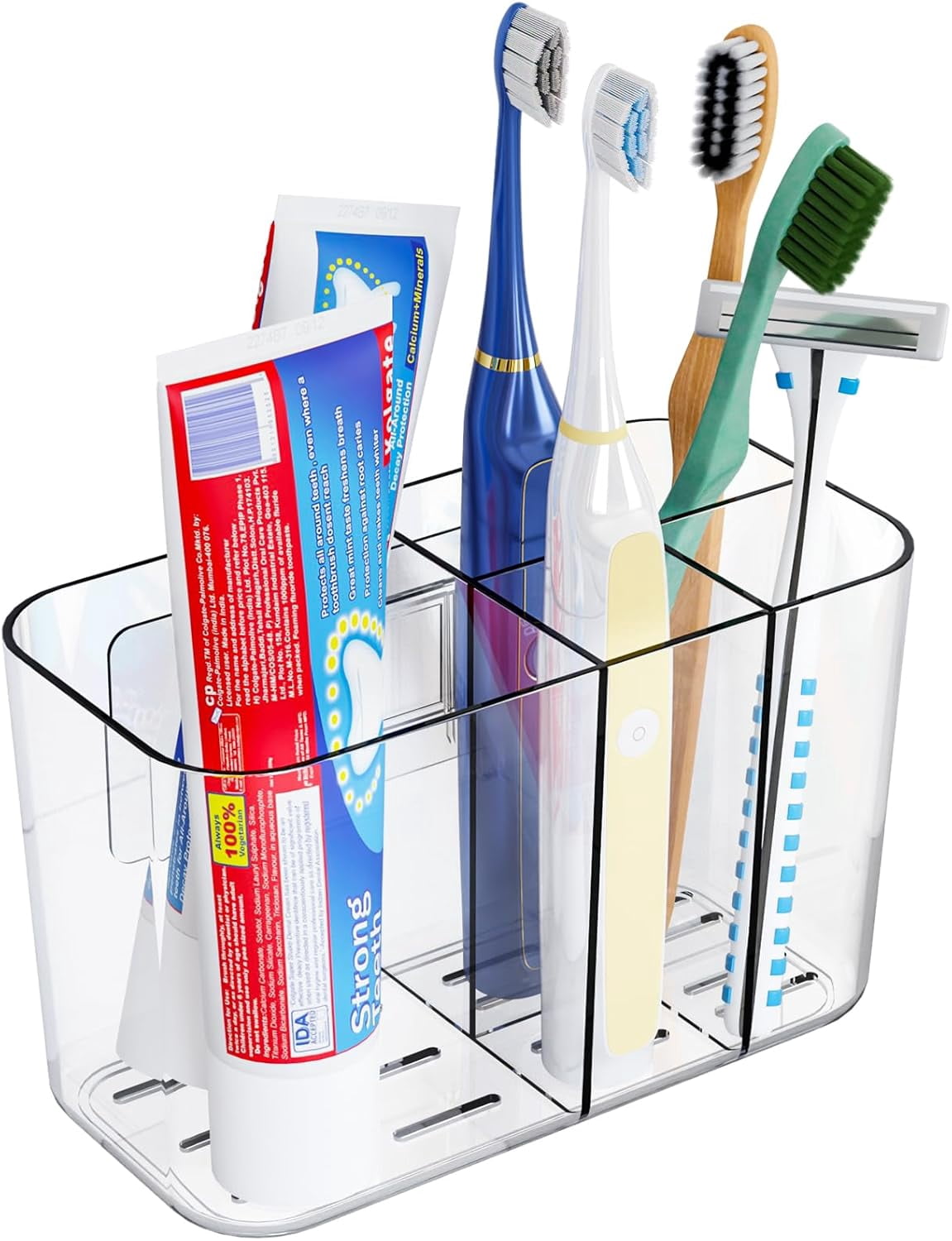Clear Toothpaste and Toothbrush Holder for Bathroom - Wall Mounted and ...