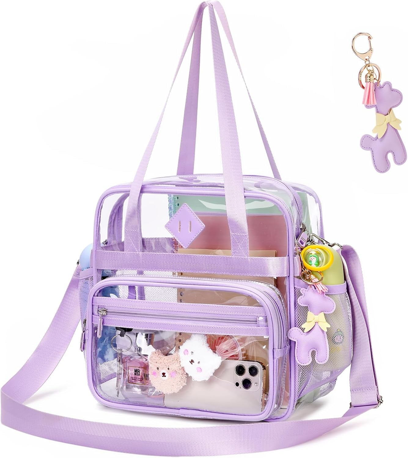 Clear Tote Bag, 12x6x12 Clear Bag for Stadium Events See Through Bag ...