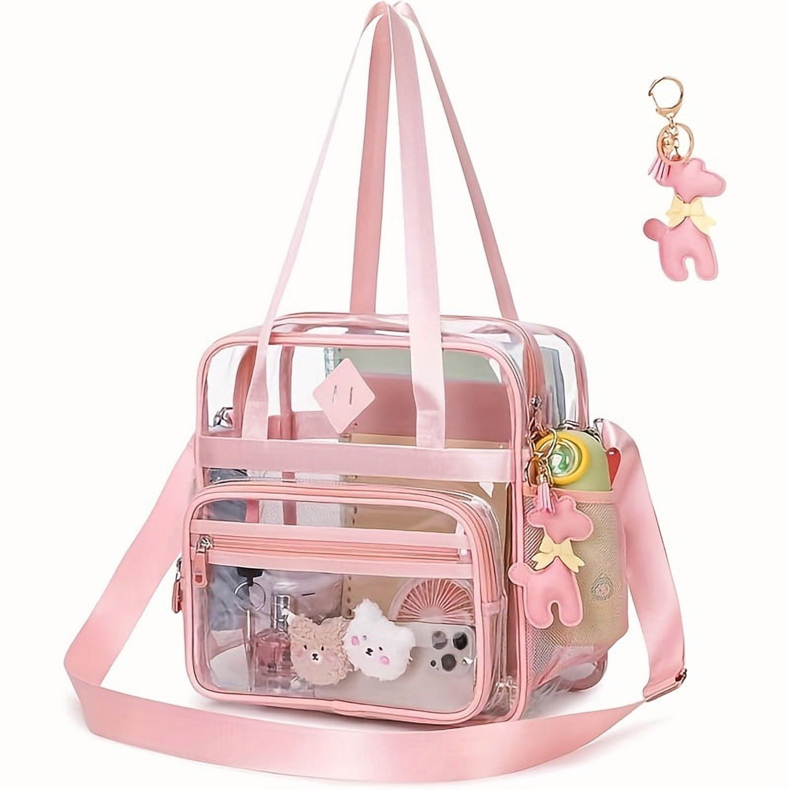 Clear Tote Bag - 12x6x12 See Through Stadium Event Bag for Women(Pink ...