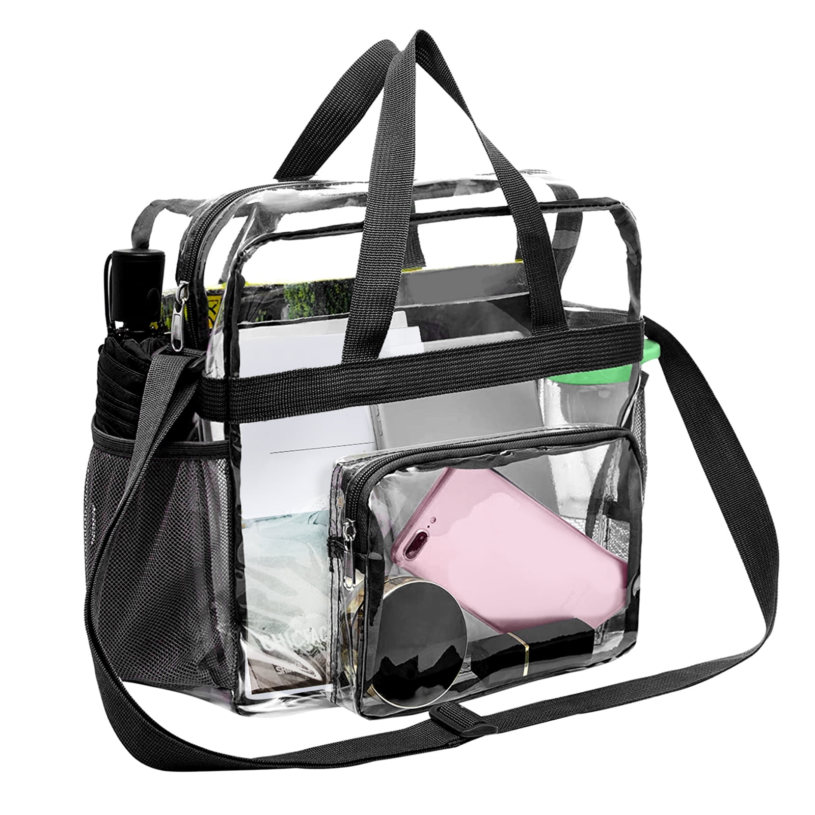 Clear Tote Bag, Clear Bag for Stadium, Clear Plastic Crossbody Bag with ...