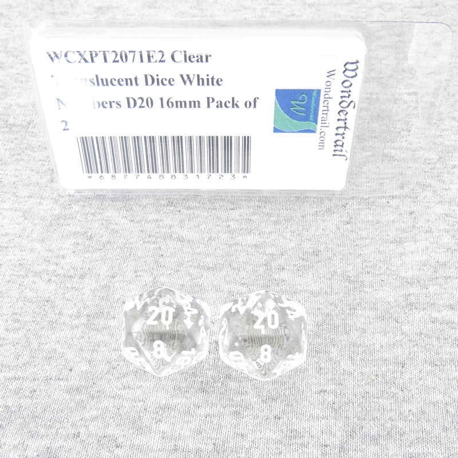 Clear Translucent Dice with White Numbers D20 Aprox 16mm (5/8in) Pack ...