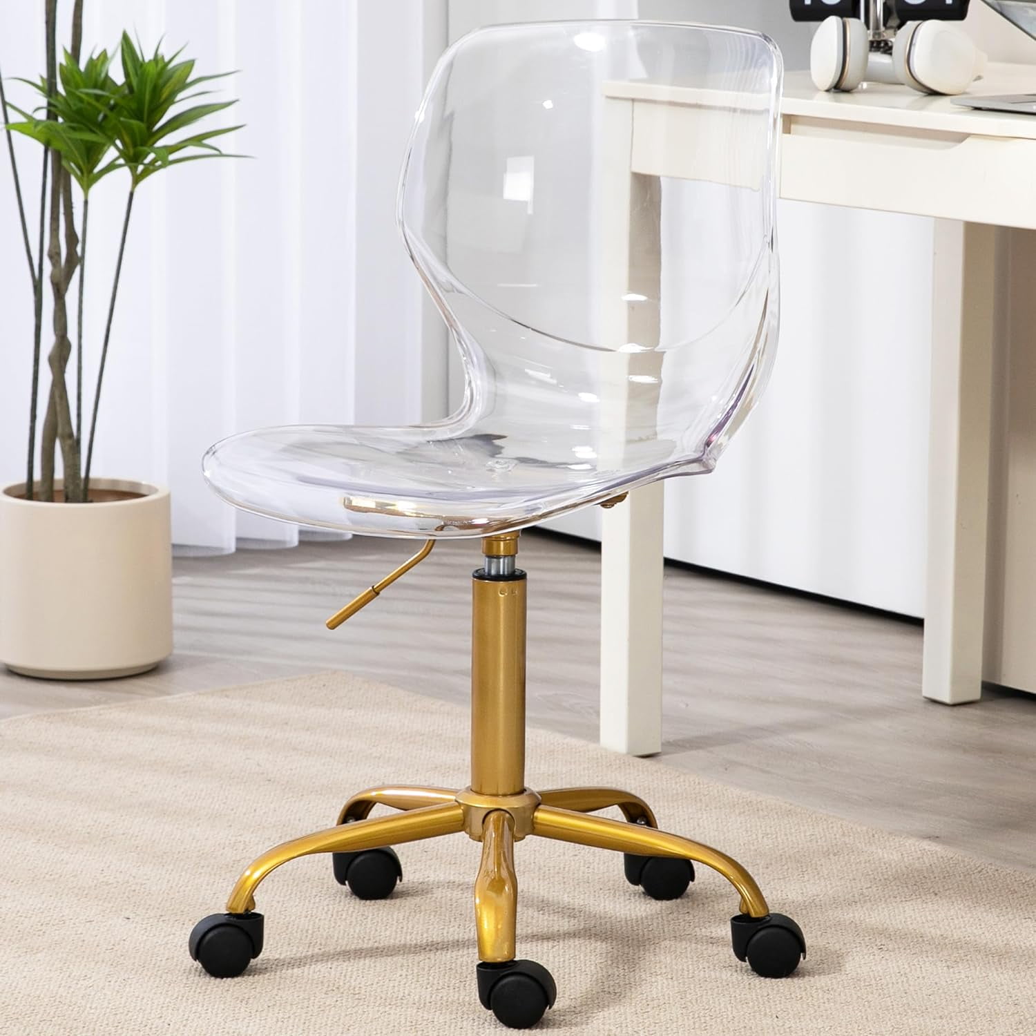 **clear transparent acrylic desk chair with wheels, new adjustable ...