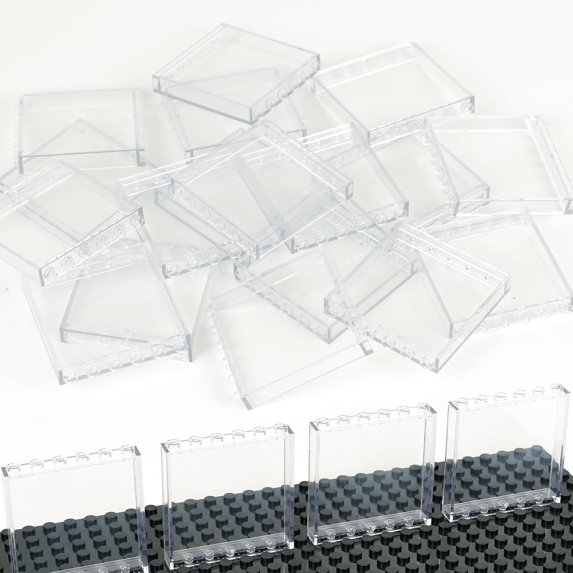 Clear Transparent Flat Plates Bricks, 24 Pieces and Parts 1x6x5 Classic ...