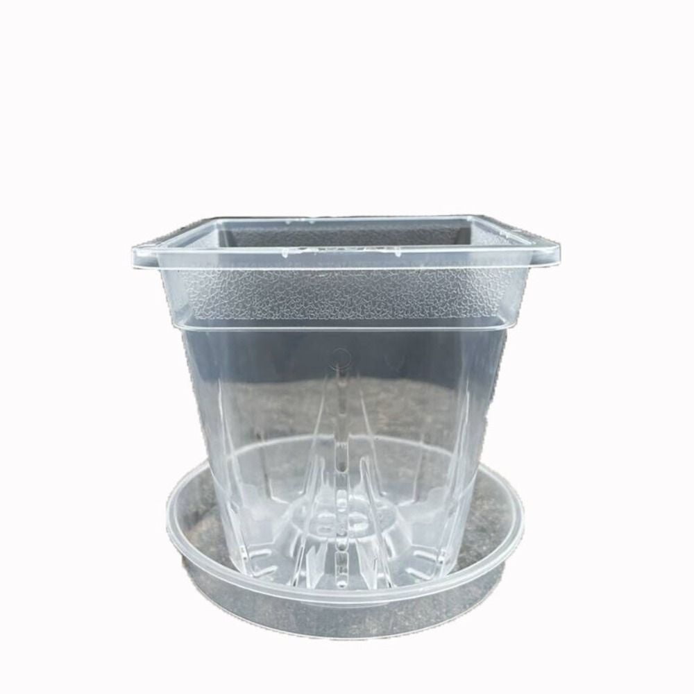 Clear Transparent Flower Pot Round Square Plastic Plant Pot with Holes ...