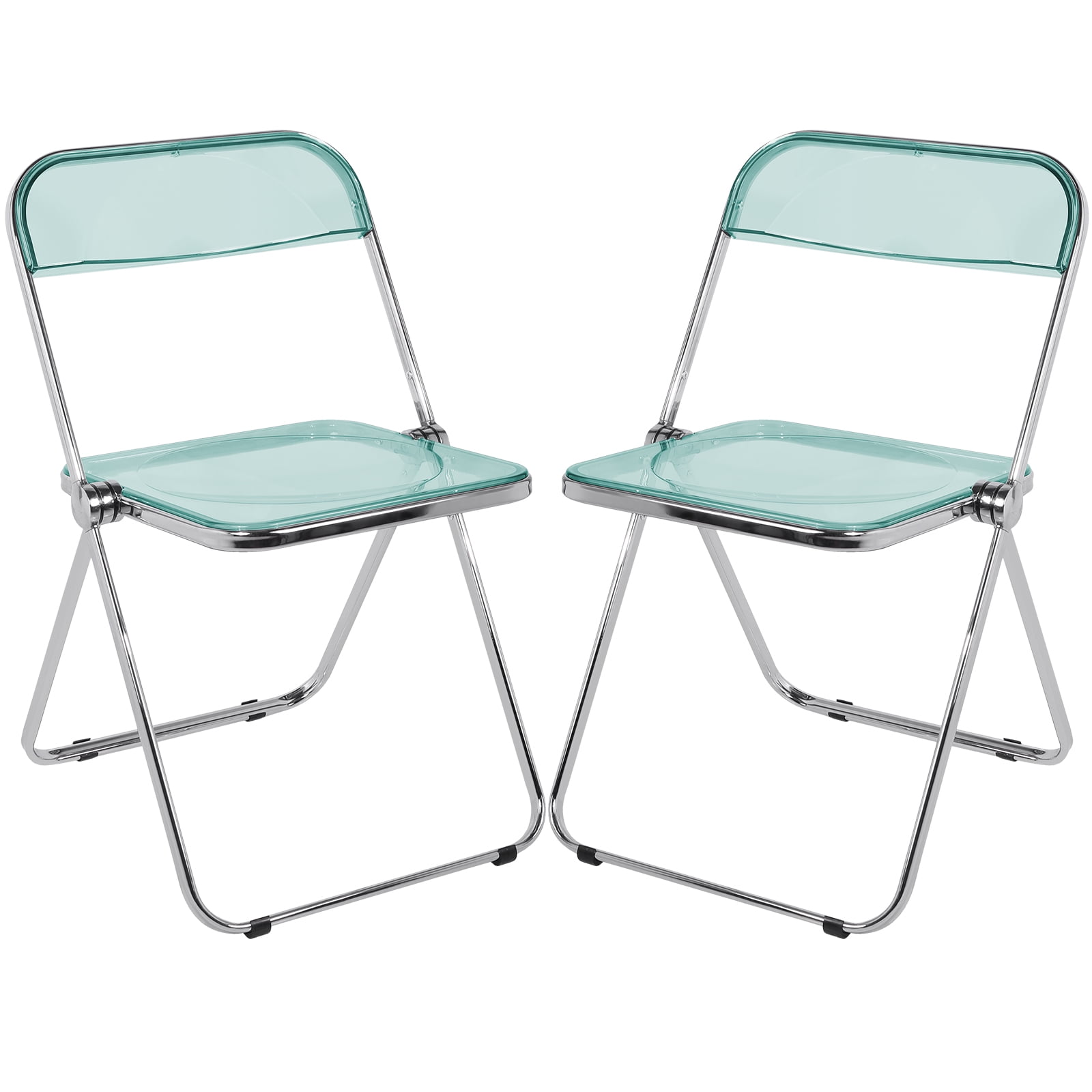 Clear Transparent Folding Chairs Set of 2 Modern Stackable Dining ...
