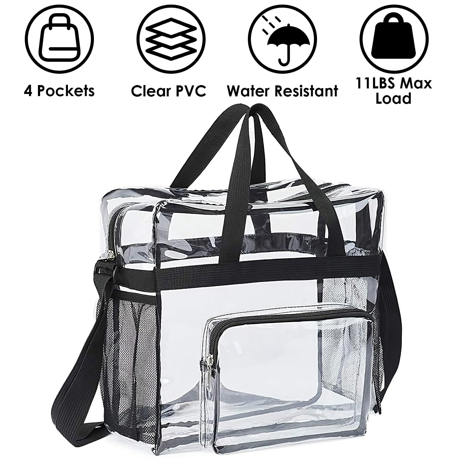 Transparent PVC Shoulder Bag iMounTEK See Through Zip Pouch Clear Tote ...