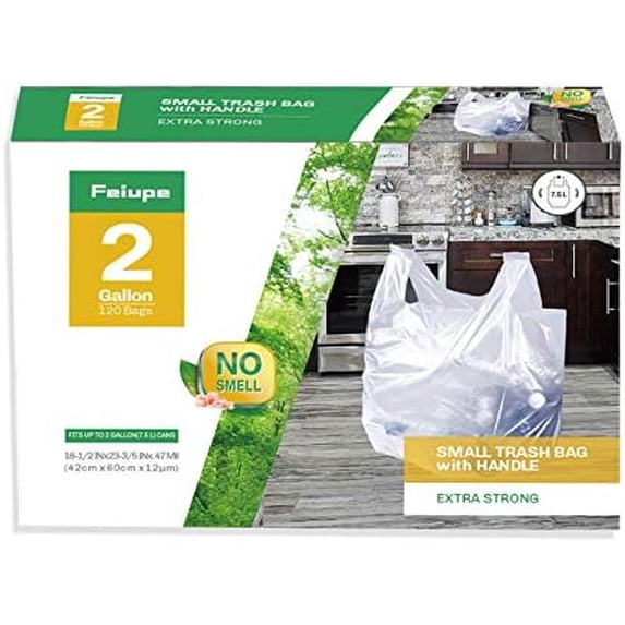 Clear Trash Bag with Handle Small Garbage Bag Trash Can Liner,2 Gallon ...