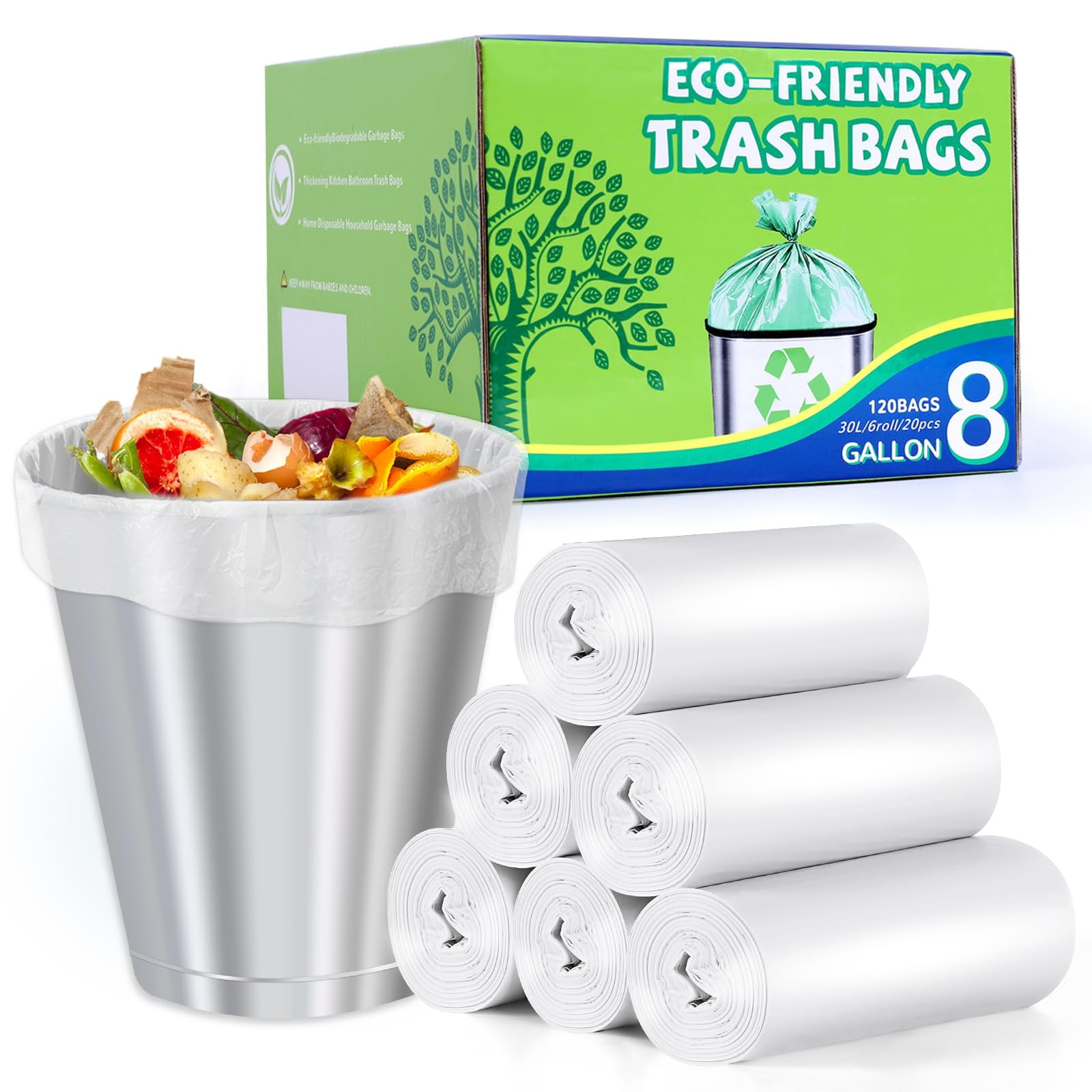 Clear Trash Bags 8 Gallon: Biodegradable Medium Trash Bags, Garbage ...