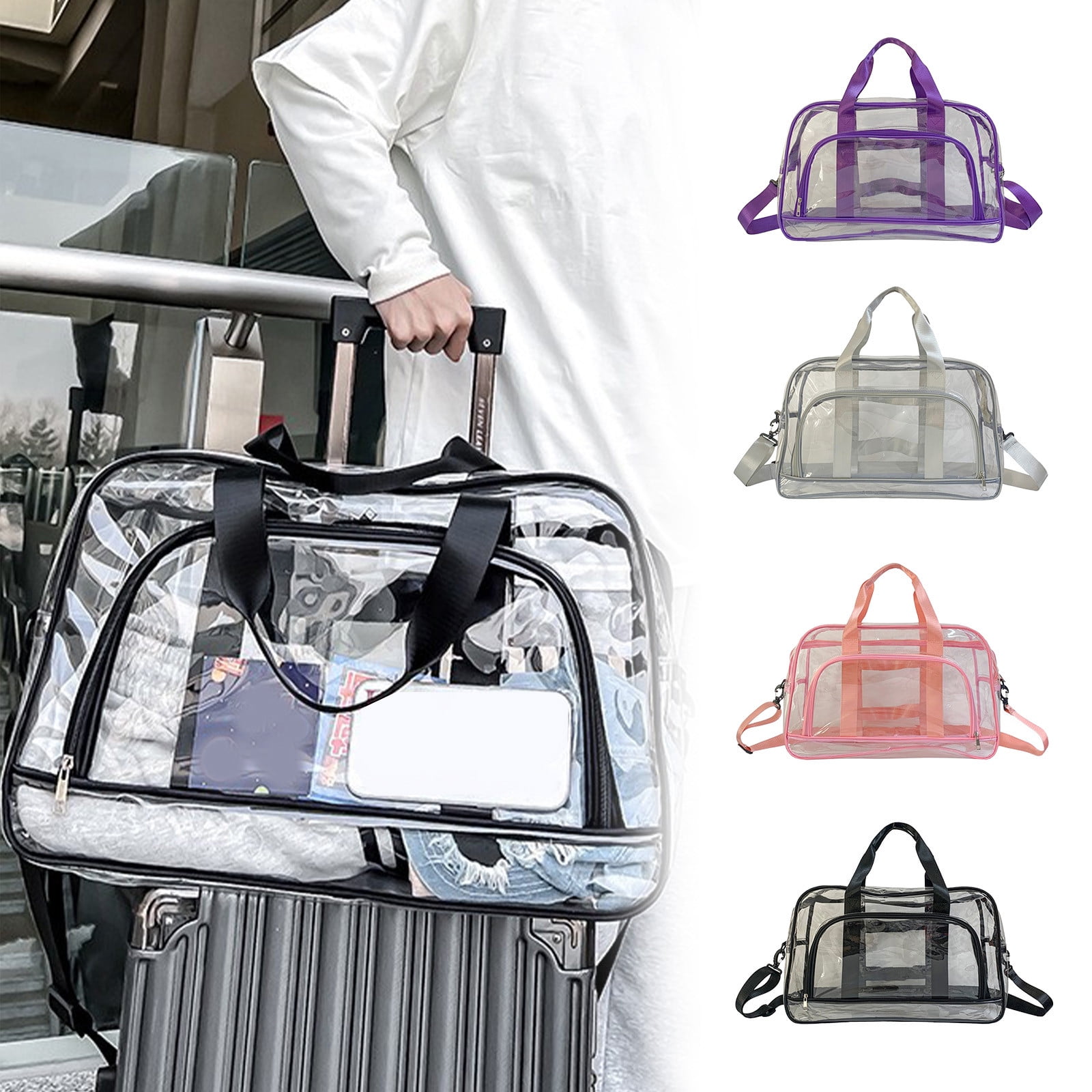 Clear Travel Bag, Large Capacity 29l Transparent Tote with Sturdy ...