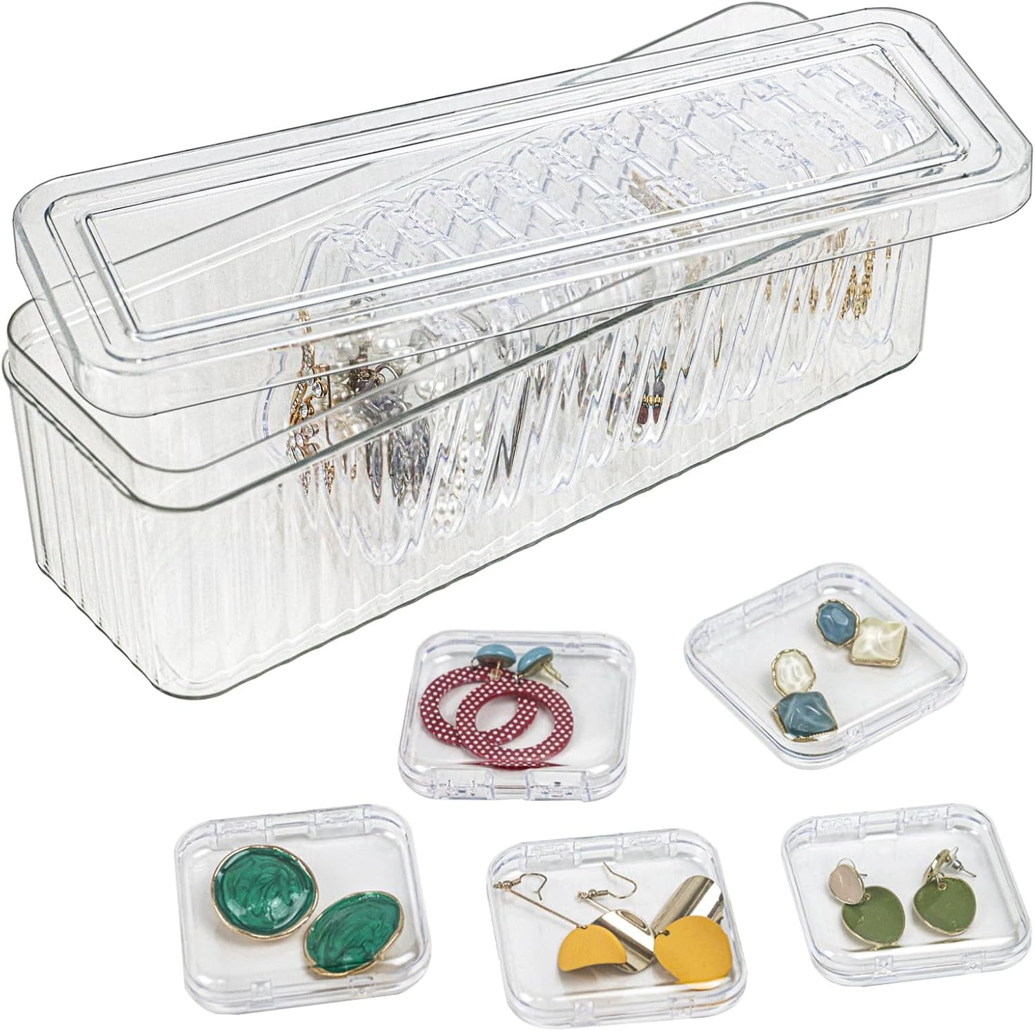 Clear Travel Jewelry Organizer Box, Rectangular Plastic Storage ...