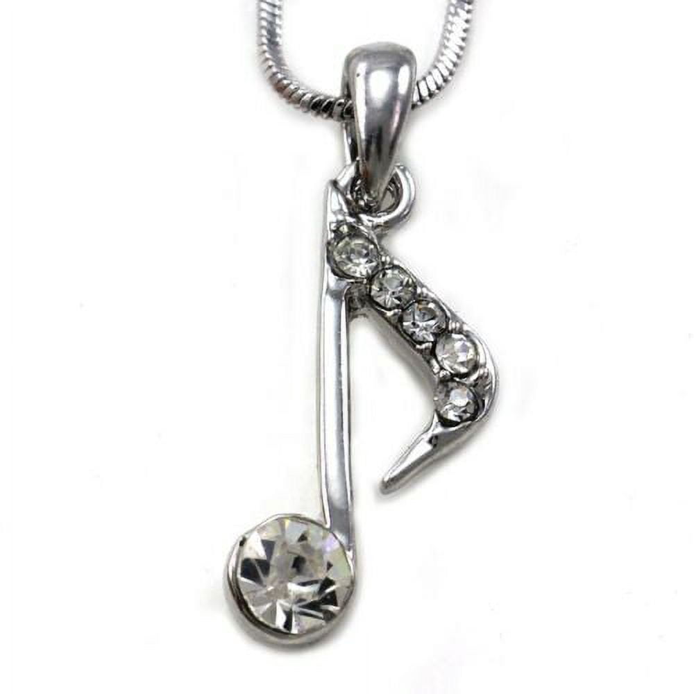 Clear Treble Clef 8th Music Note Pendant Necklace Silver Tone Fashion ...