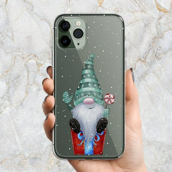 Clear Trendy Fun Cute Winter Holiday Gnome Phone Case 17 16 15 14 13 12 ...