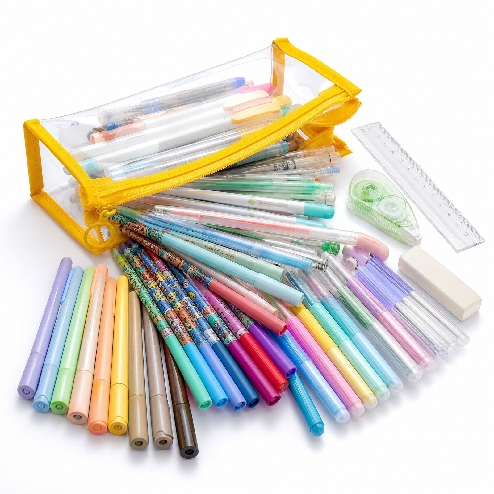 Clear Triangular Pencil Case Large Capacity Transparent Zipper Pouch ...