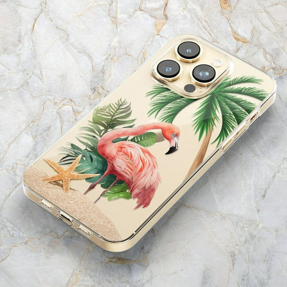 Clear Tropical Flamingo Summer Island Beach Phone Case with iPhone 17 ...