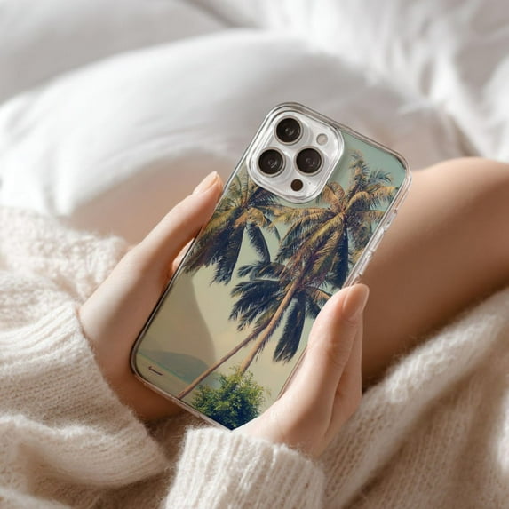 Clear Tropical Palm Tree Coastal Summer Phone Case with iPhone 17 to 11 ...