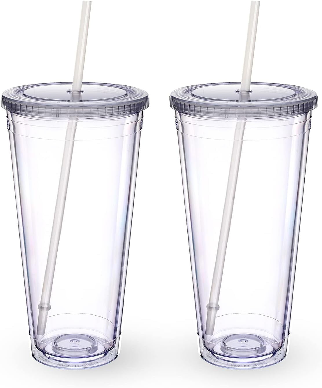 Clear Tumblers with Lid and Straw 20oz/2 PACK,Reusable Plastic Cup ...