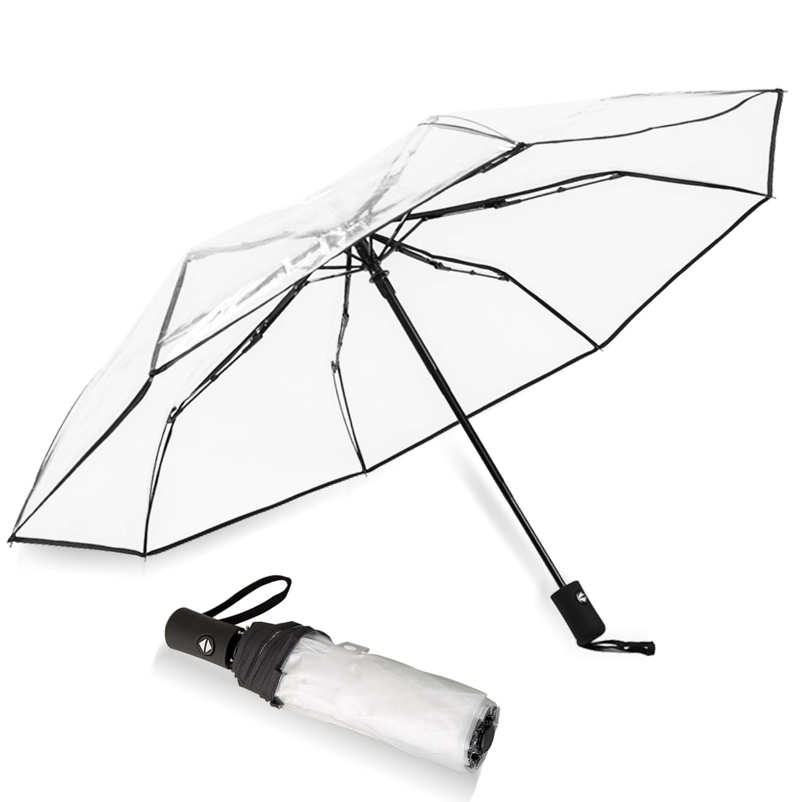 Clear Umbrella, Transparent Folding Automatic Open Close Travel ...