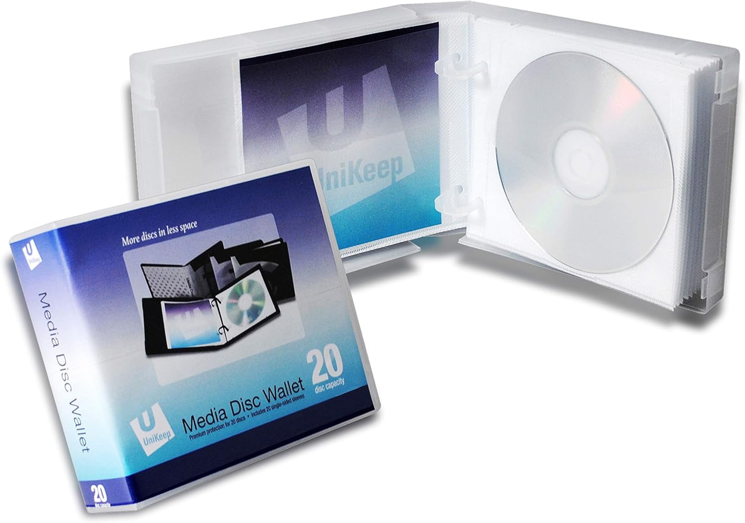 Clear UniKeep Disc 20 CD/DVD Wallet with 20 Disc Pages in Each Wallet - Pack of 3 Disc Wallets ...