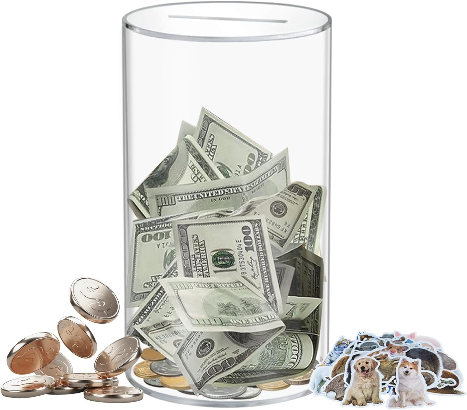 Clear and Unopenable Piggy Bank, Transparent Money Box for Cash Savings ...