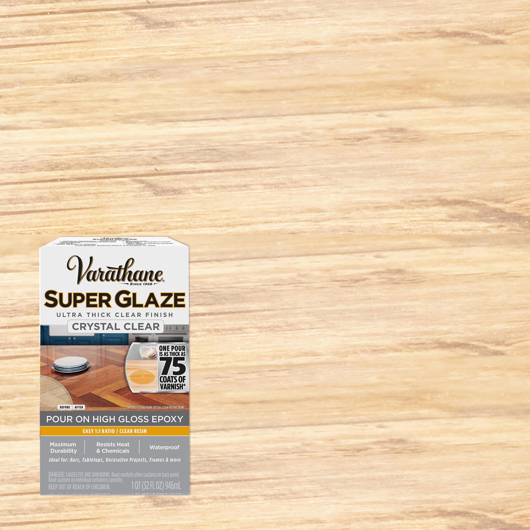 3 Pack, Clear, Varathane Super Glaze Gloss Wood Finish and Preservative - 241352, 32 oz. kit ...