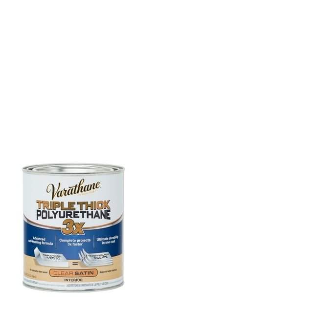 Clear, Varathane Triple Thick Satin Polyurethane-284473, Quart, 2 Pack ...
