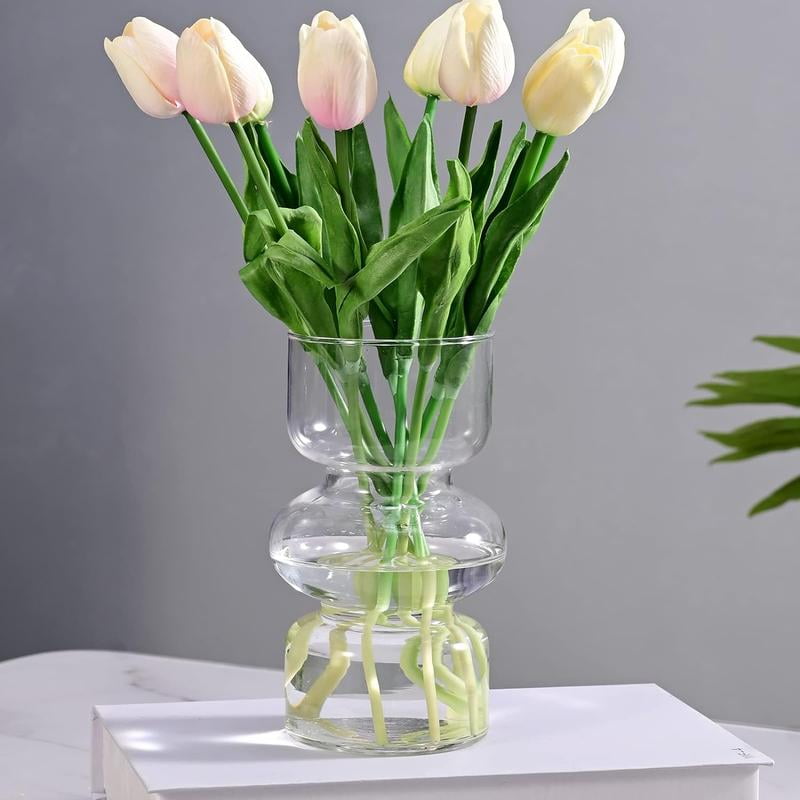 Clear Vases for Decor, 7 Inch Transparent Glass Vase Hydroponic Flower ...