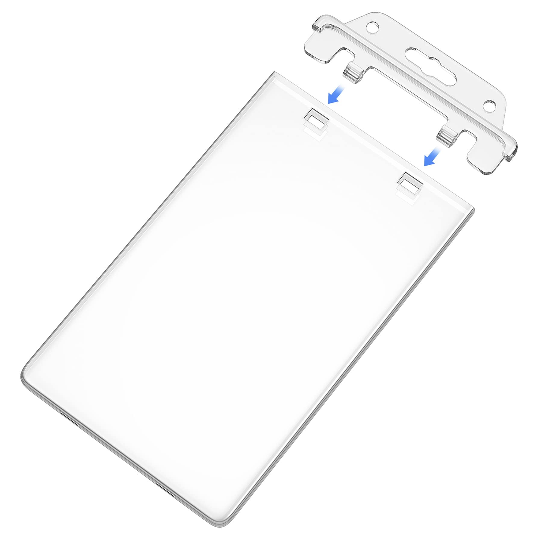 Clear Vertical ID Badge Holder 2 Pack, Permanent Locking Hard Plastic ...