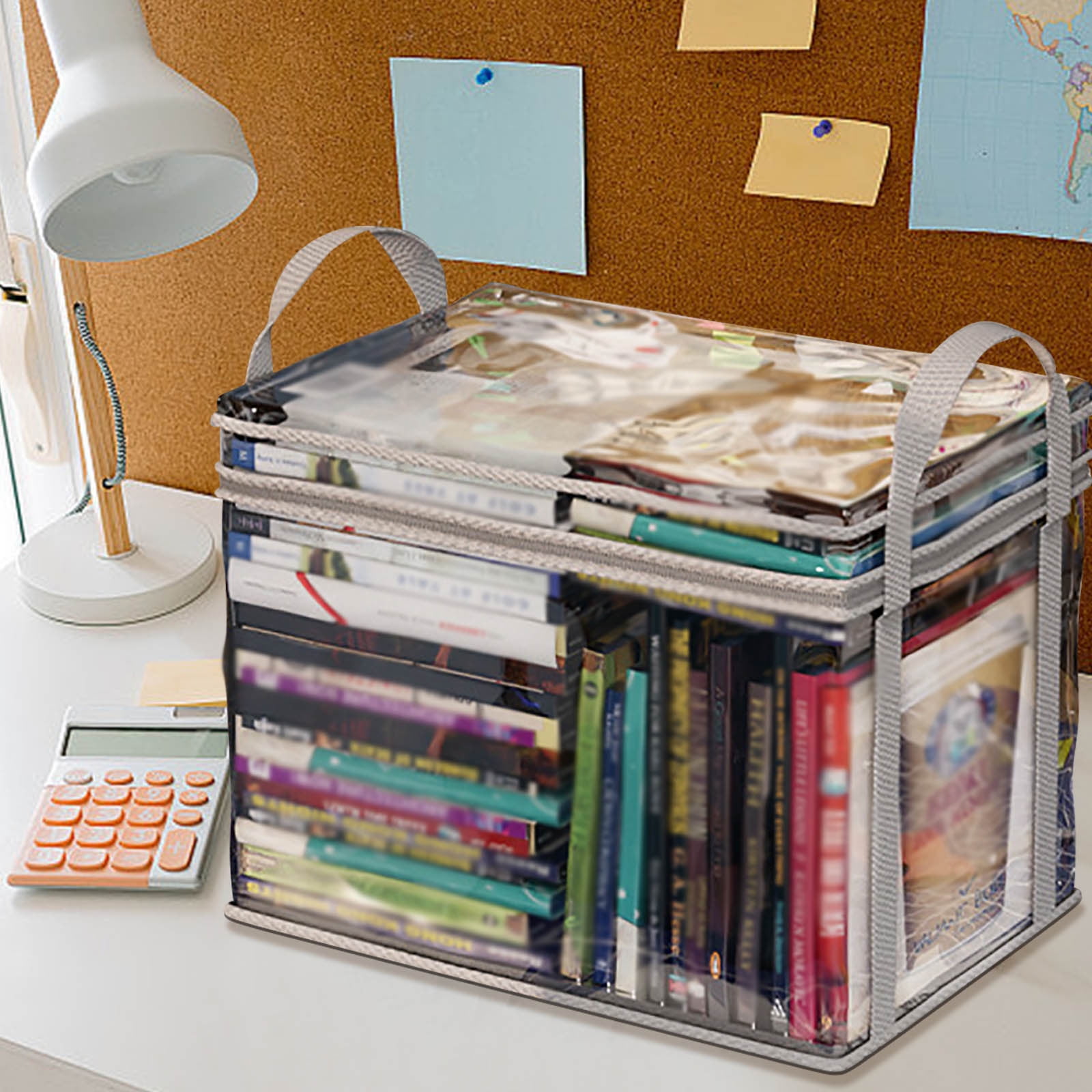 Clear View Book Storage Box, Classroom Desk Organizer, Transparent ...