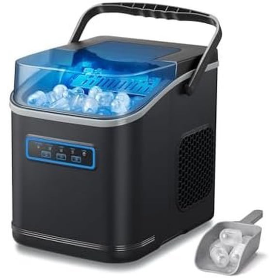 Clear View Ice Maker Countertop, Self-Cleaning Ice Machine with Ambient ...