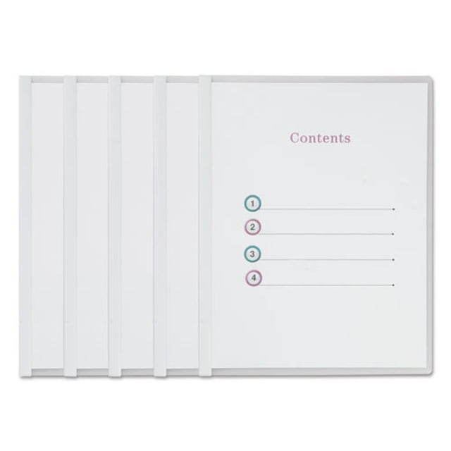 Clear View Report Cover With Slide-On Binder Bar, 20 Sheets, White, 25 ...
