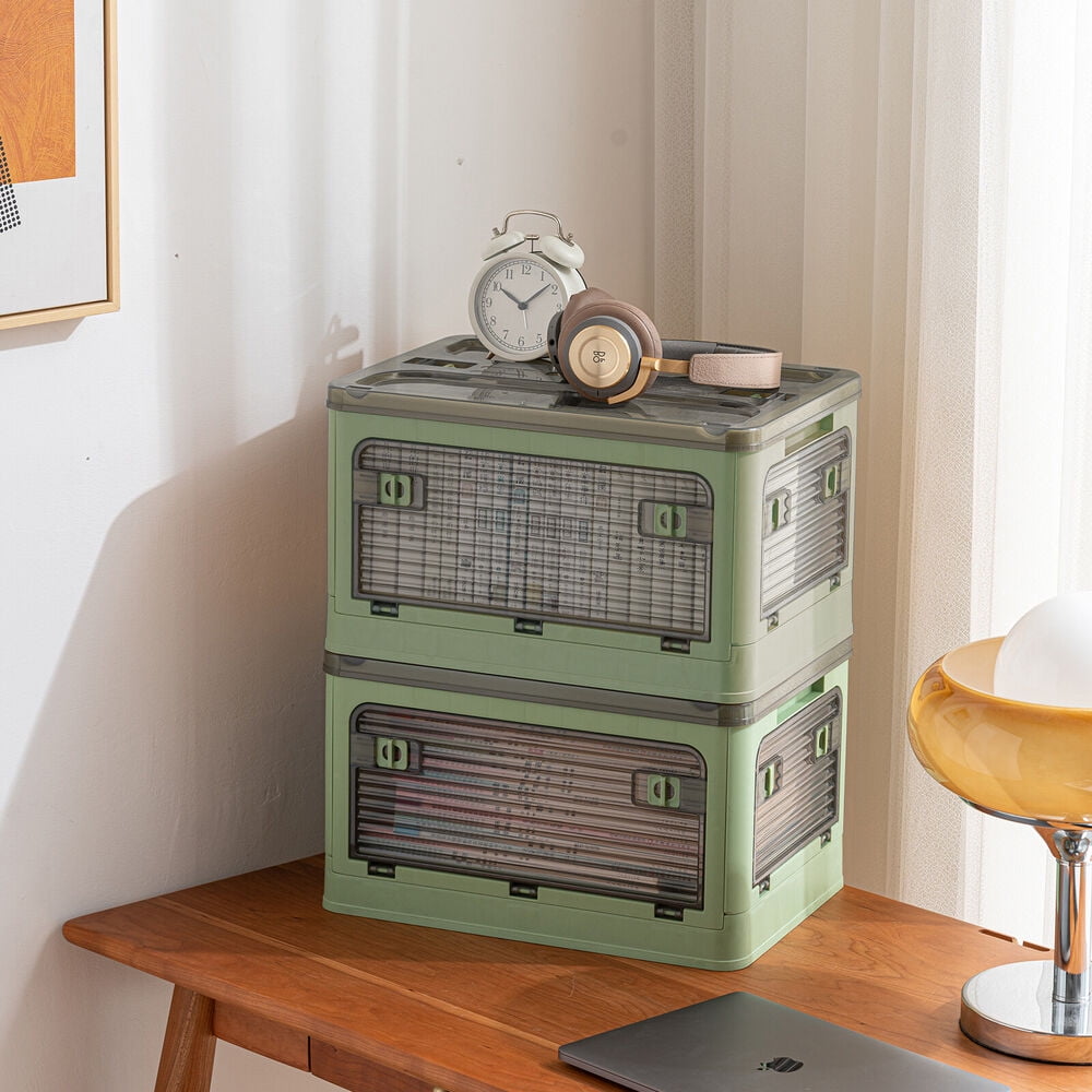 Clear View Storage Boxes Stackable Bin Plastic Containers Box w/ Wheels ...