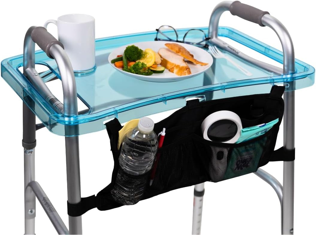 Clear View Walker Tray + Bag + Non-Slip Mat & Cup Holder, Tray for ...