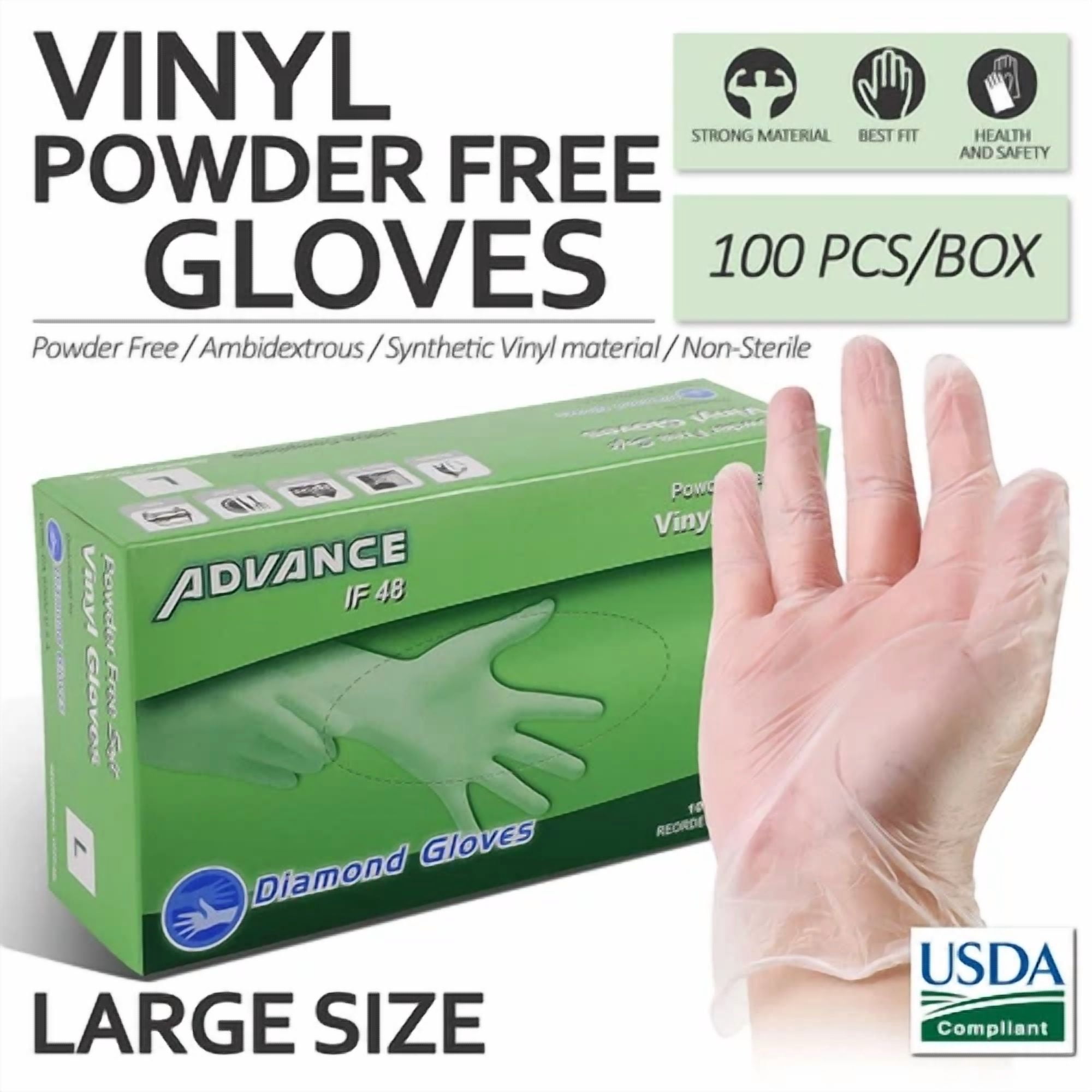 Clear Vinyl Hand Gloves - 100 Pcs/Box - Latex & Powder Free Non-Sterile ...