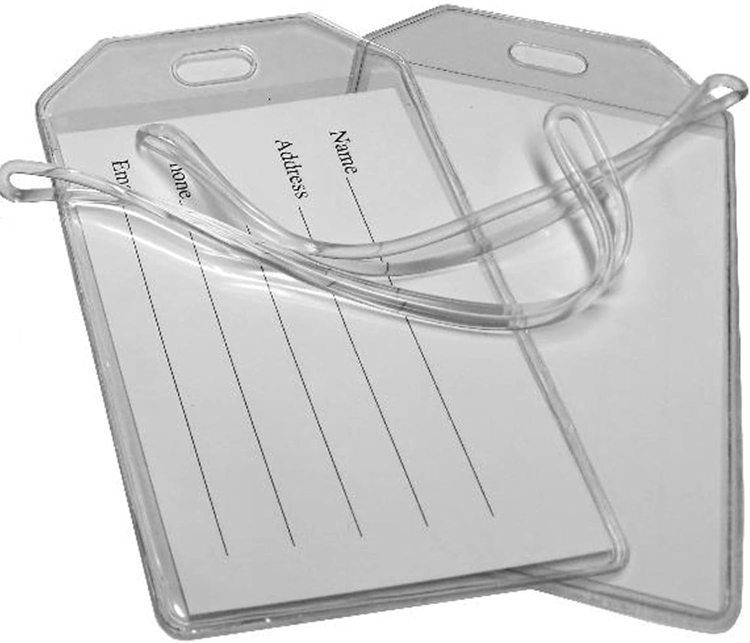 Clear Vinyl Luggage Tags with Loops & Name Contact Information Cards ...