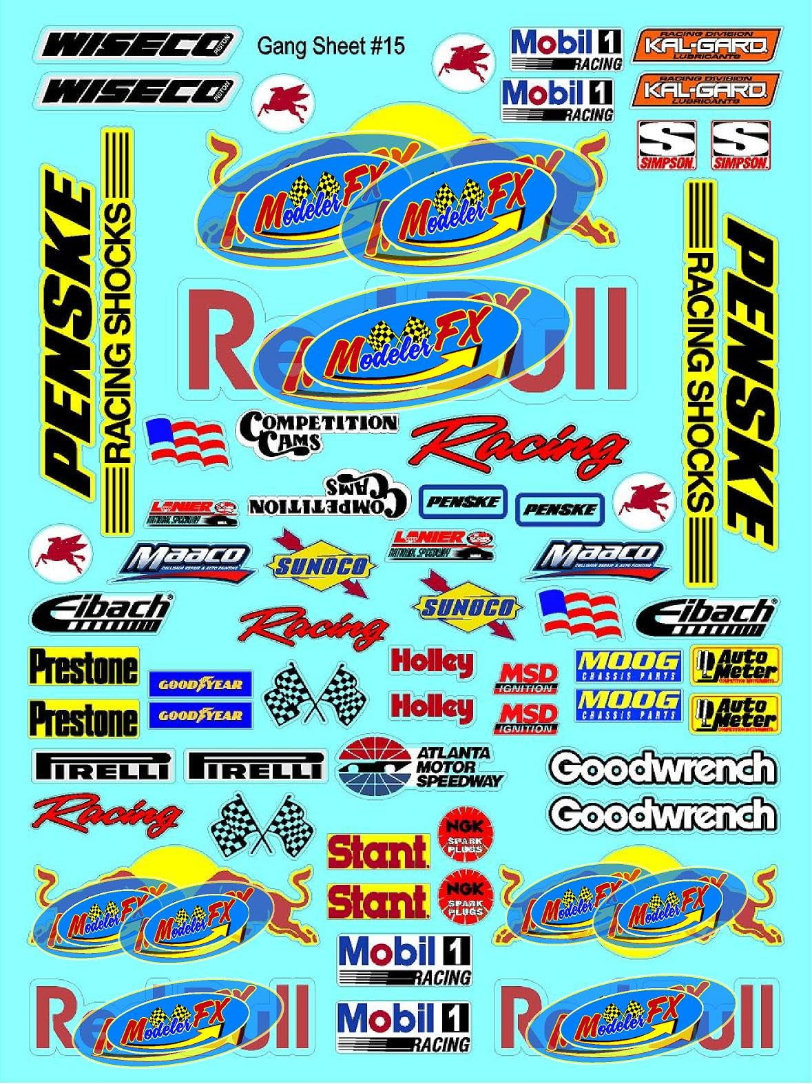 Clear Vinyl R/C Racing Sponsor Sticker Gang Sheet 15-1/8th 1/10th Scale ...