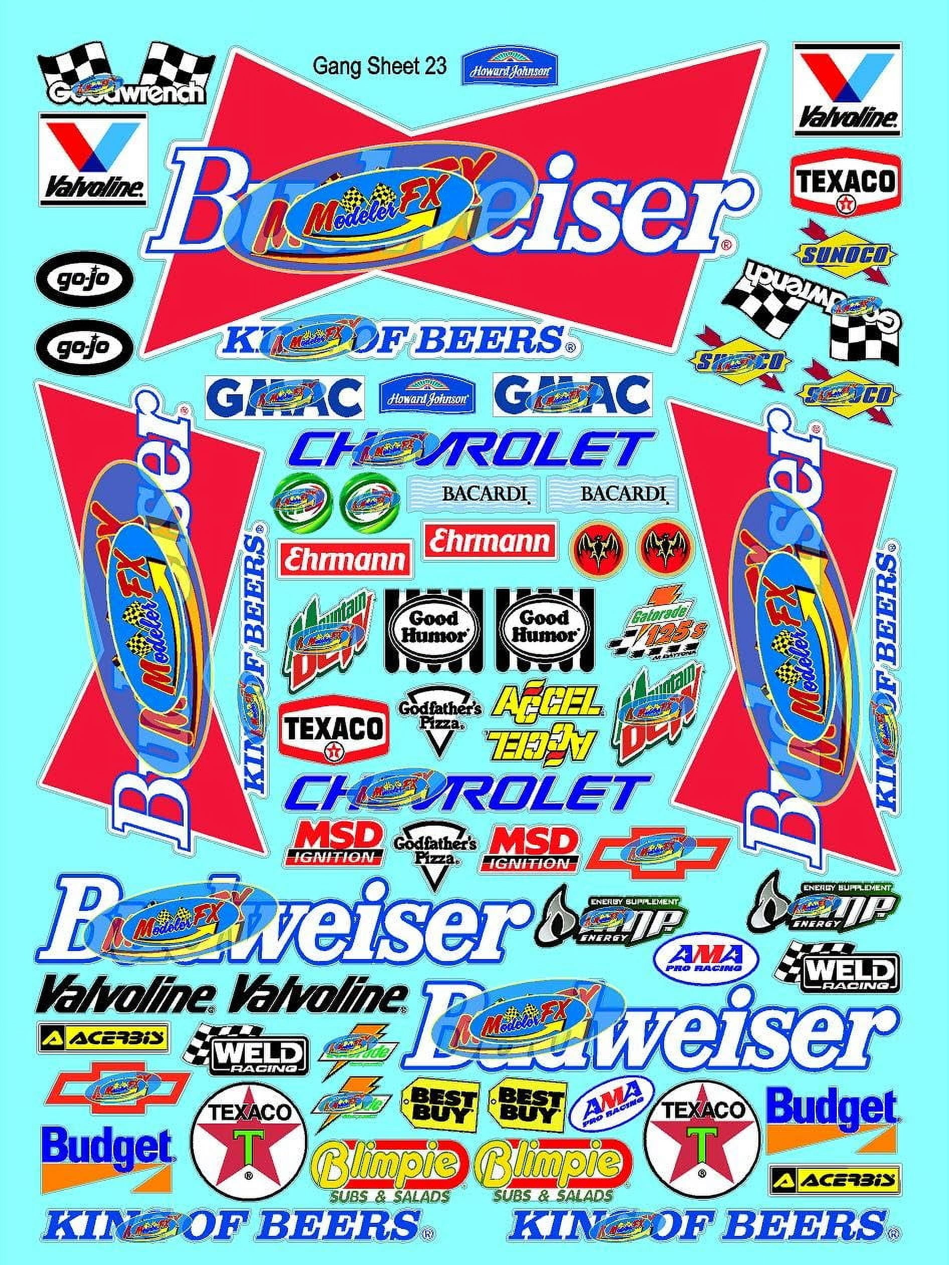 Clear Vinyl R/C Racing Sponsor Sticker Gang Sheet 23-1/8th 1/10th Scale ...