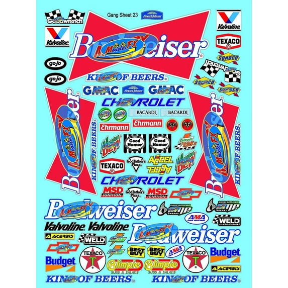 Clear Vinyl R/C Racing Sponsor Sticker Gang Sheet 23-1/8th 1/10th Scale ...