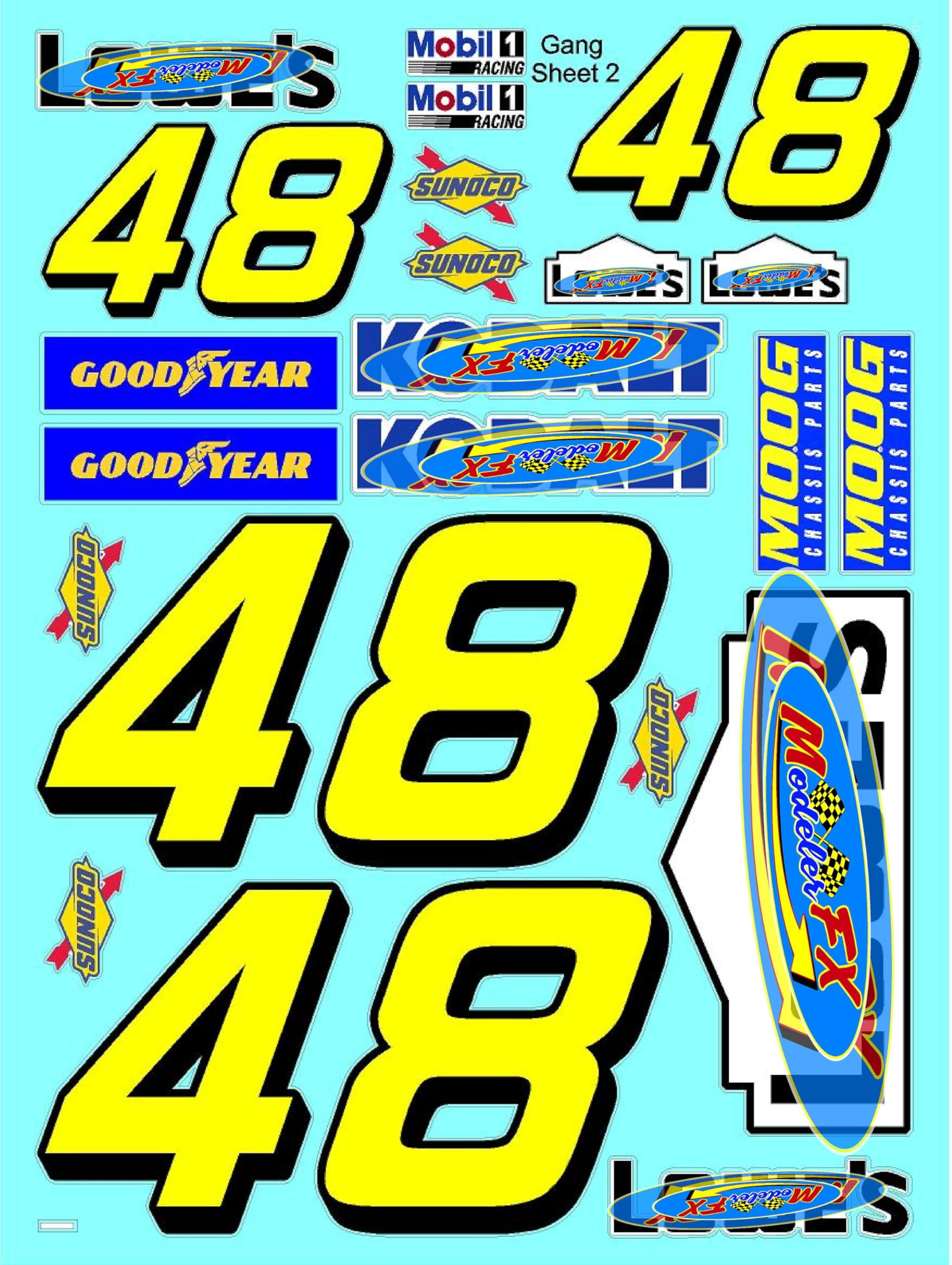 Clear Vinyl R/C Racing Sponsor Sticker Gang Sheet 48 lows -1/8th 1/10th ...