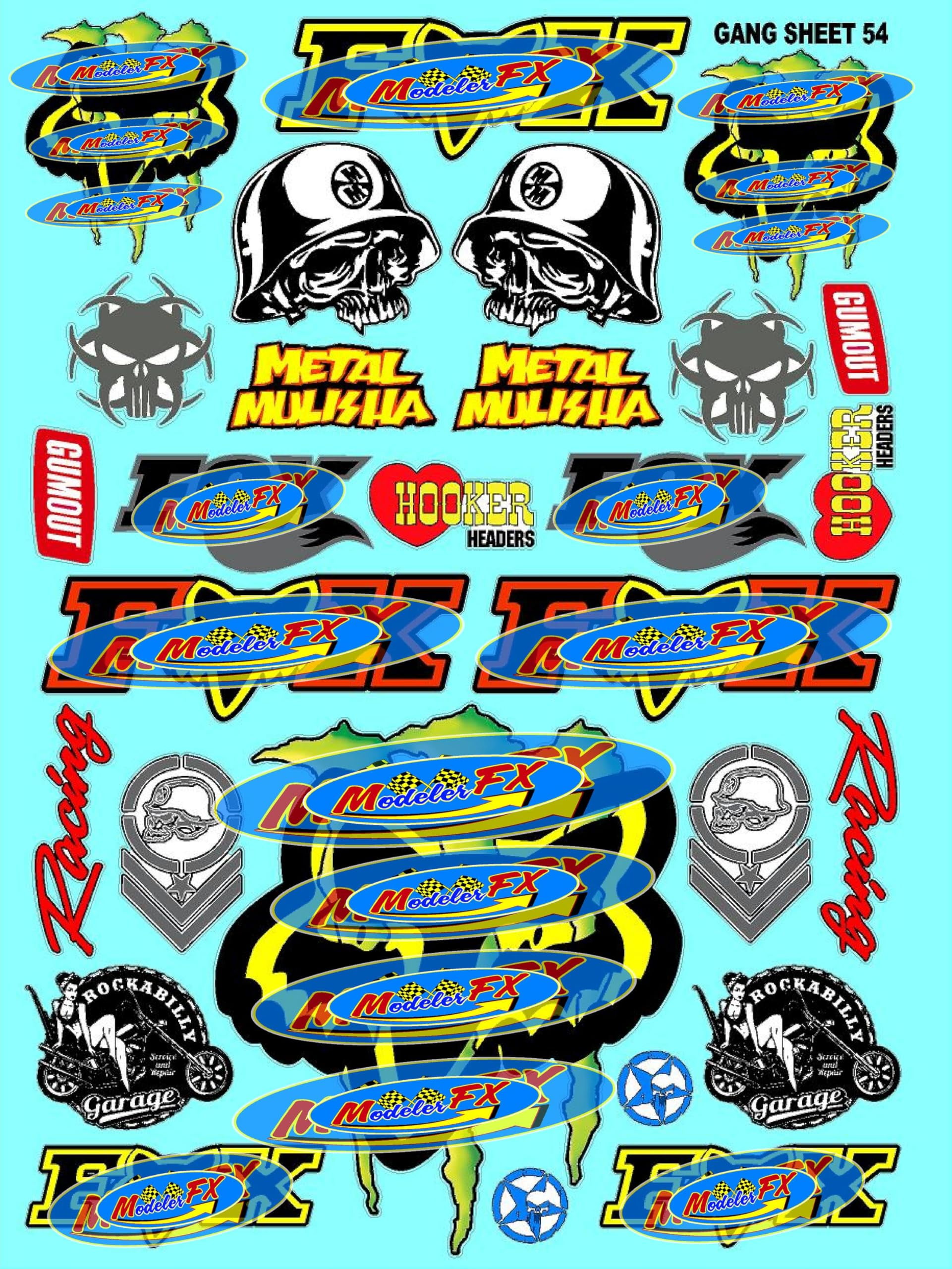 Clear Vinyl R/C Racing Sponsor Sticker Gang Sheet 54-1/4-1/5 1/6th ...
