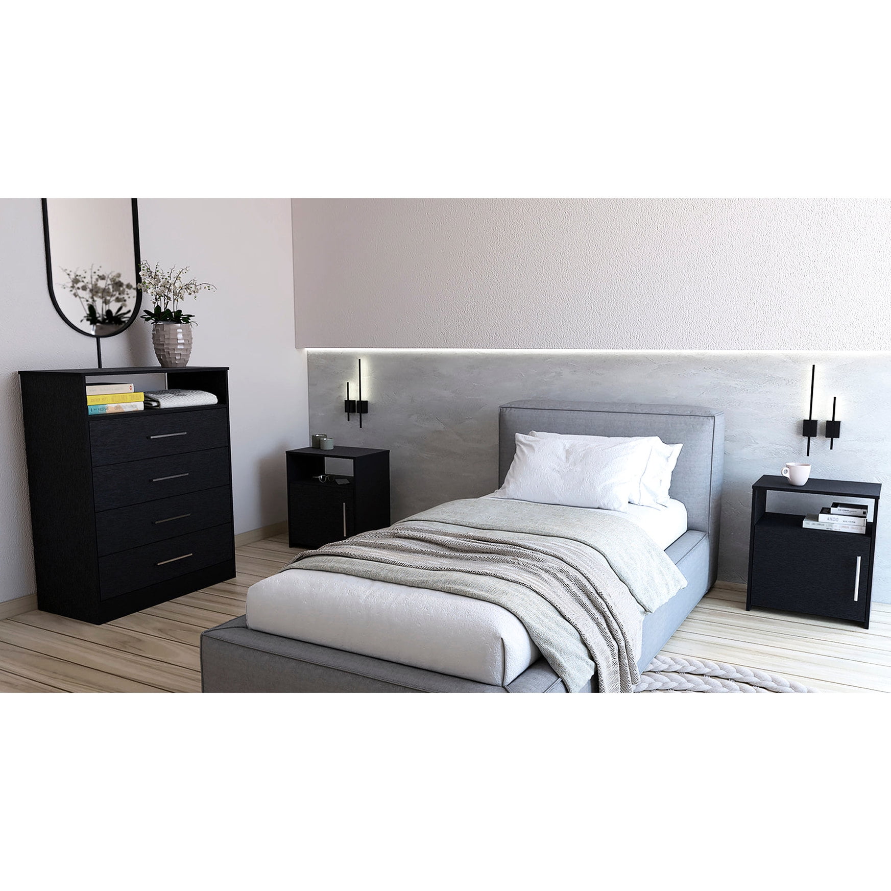 Clear Visual Assembly Aids - 3 Piece Black Bedroom Set for DIY ...