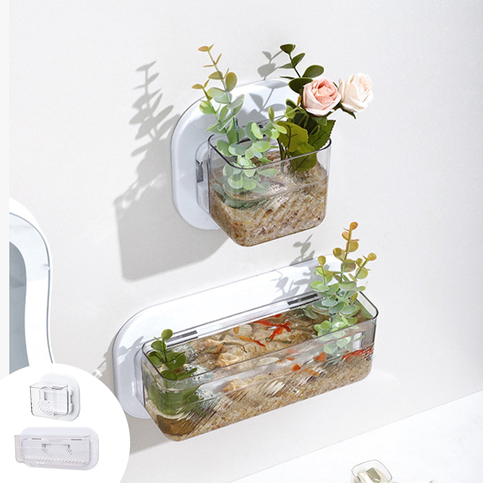 Clear Wall Hanging Planter,Wall Plastic Vase,Office Wall Mounted Fish ...