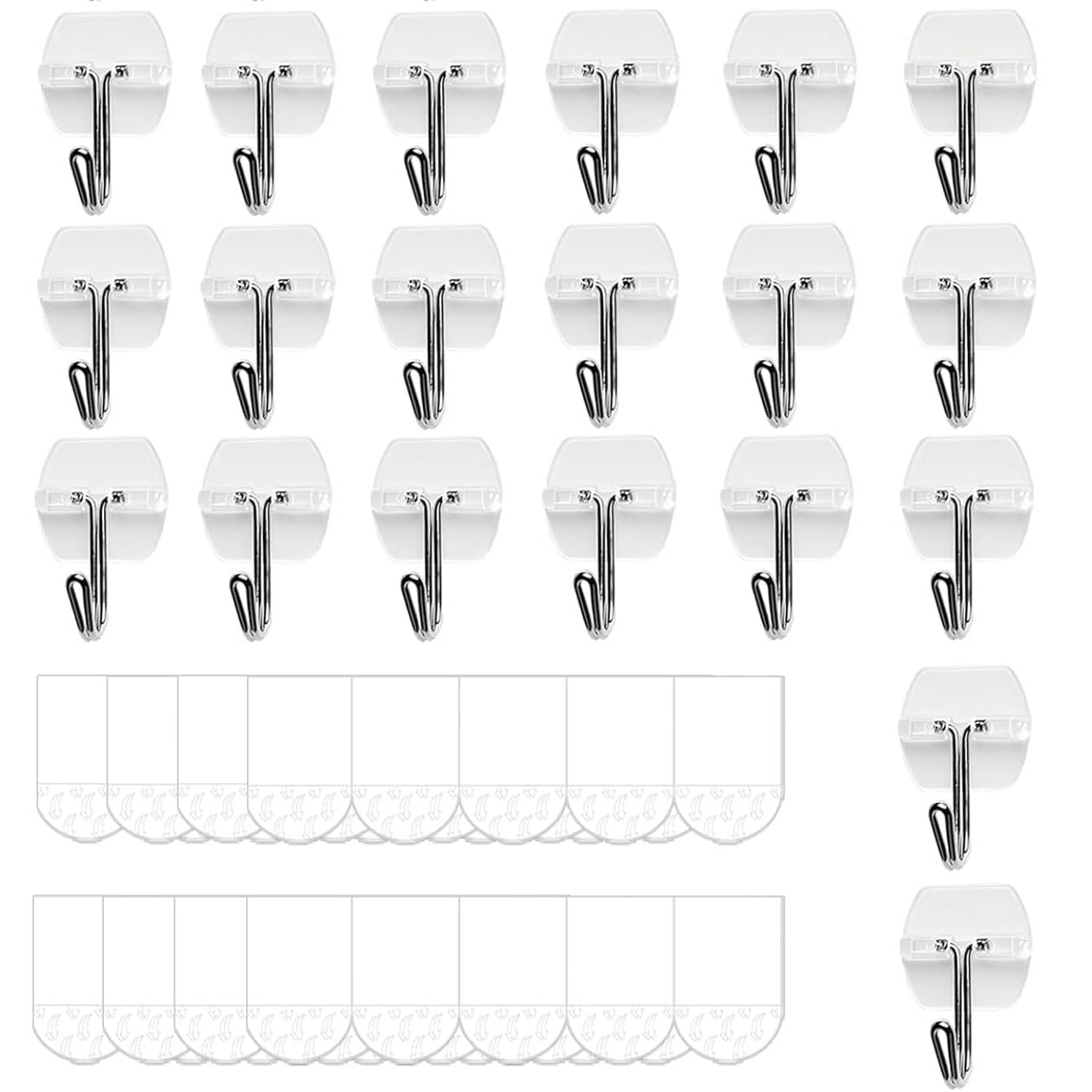 Clear Wall Hooks with Removable Strips, Wire Toggle Hooks for Walls ...