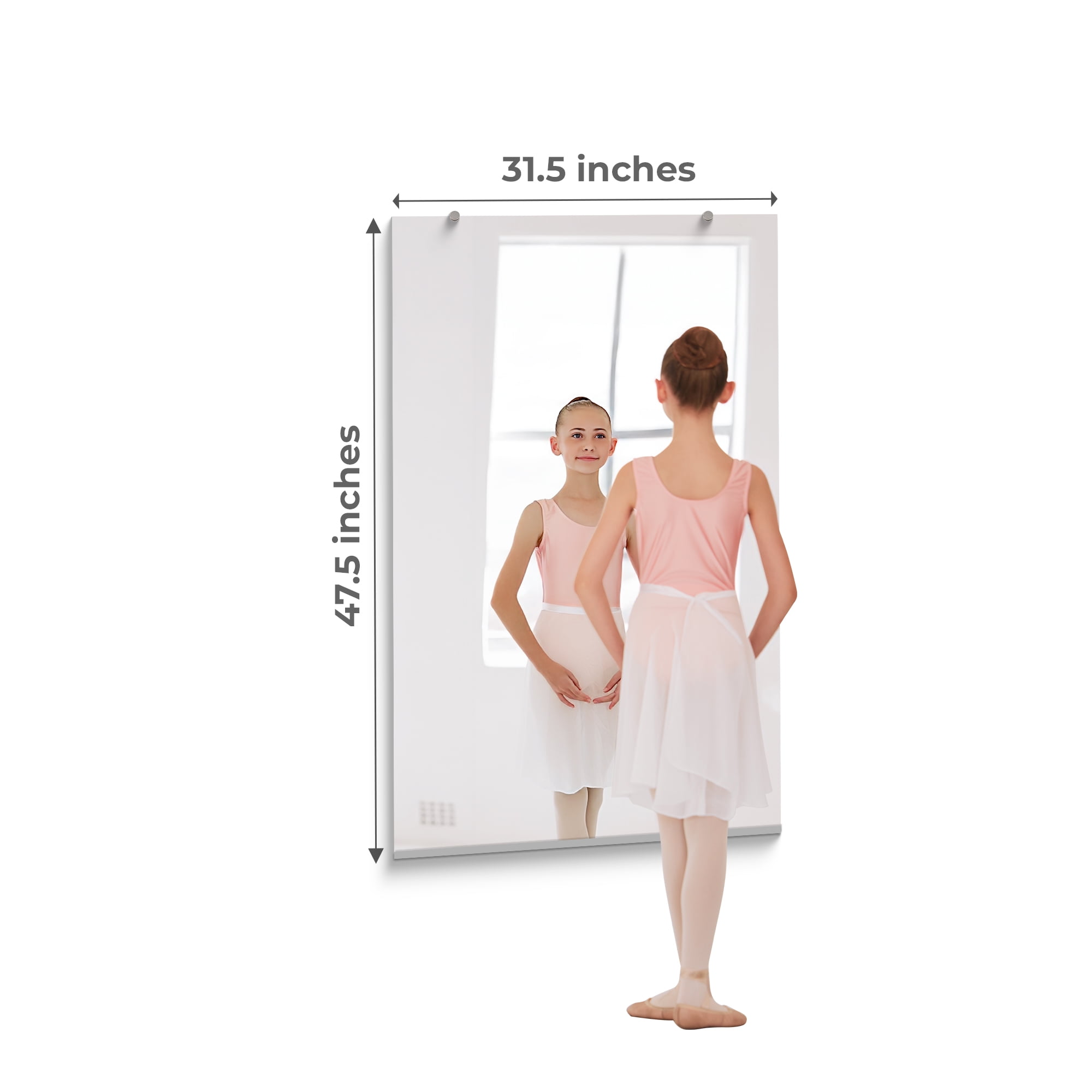 Clear Wall Mounted Annealed Mirror for Gym and Vanity Room 47.5" x 31.5 ...