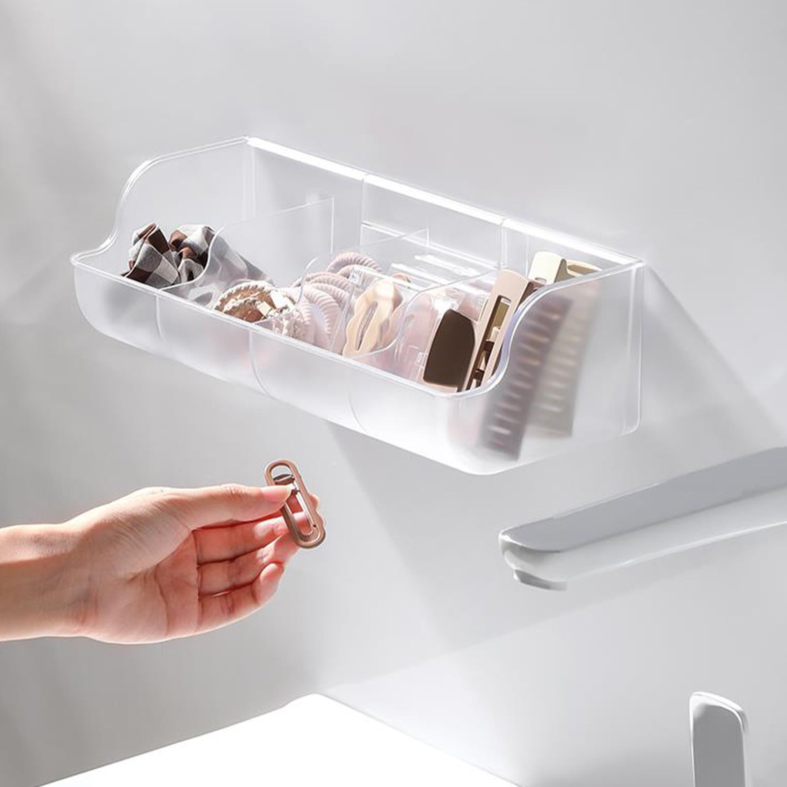 Clear Wall Mounted Storage Box, Kitchen Cabinet Door Organizer Shelf ...