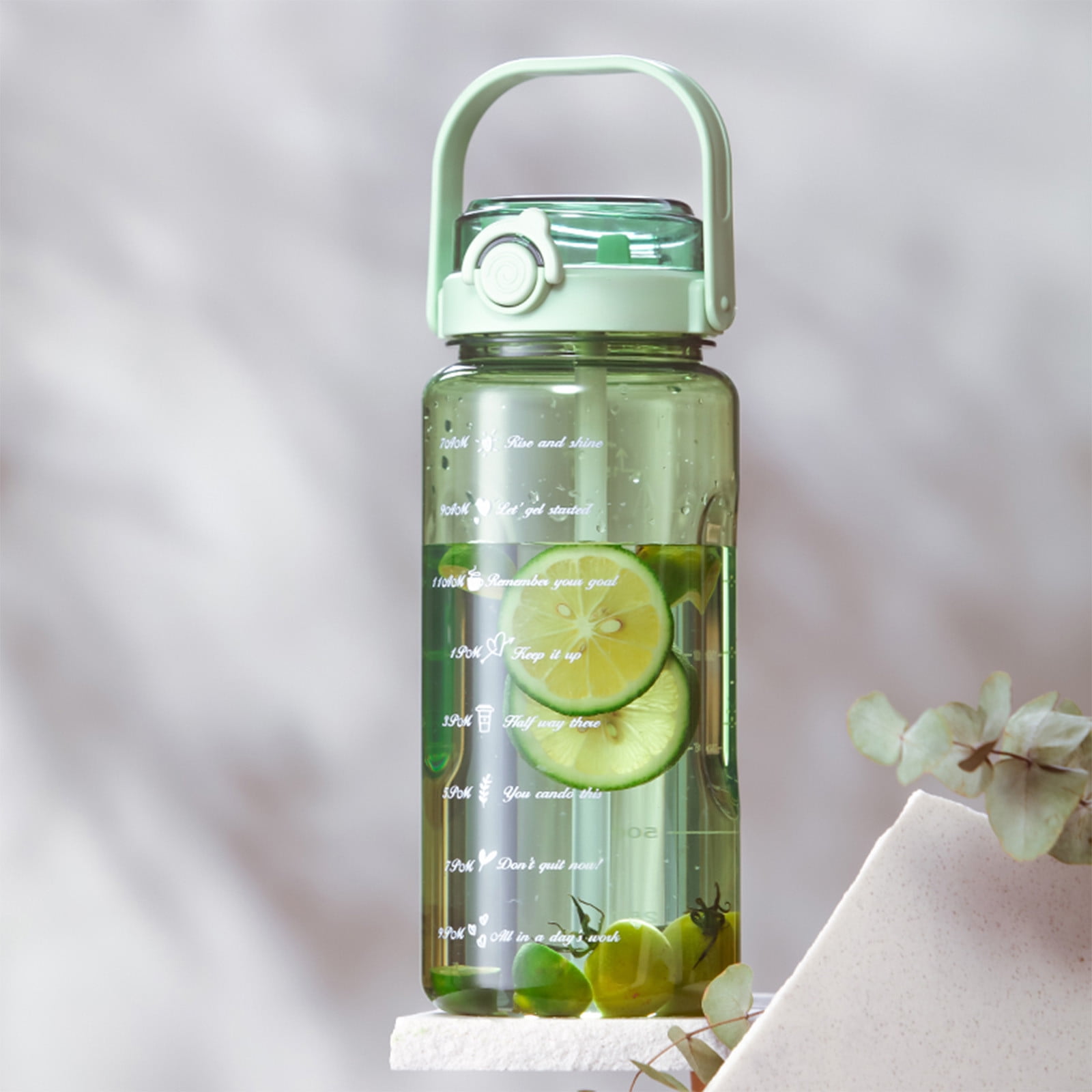 Clear Water Bottle,Leak Proof Sports Water Bottle with 2 Lids (Straw ...