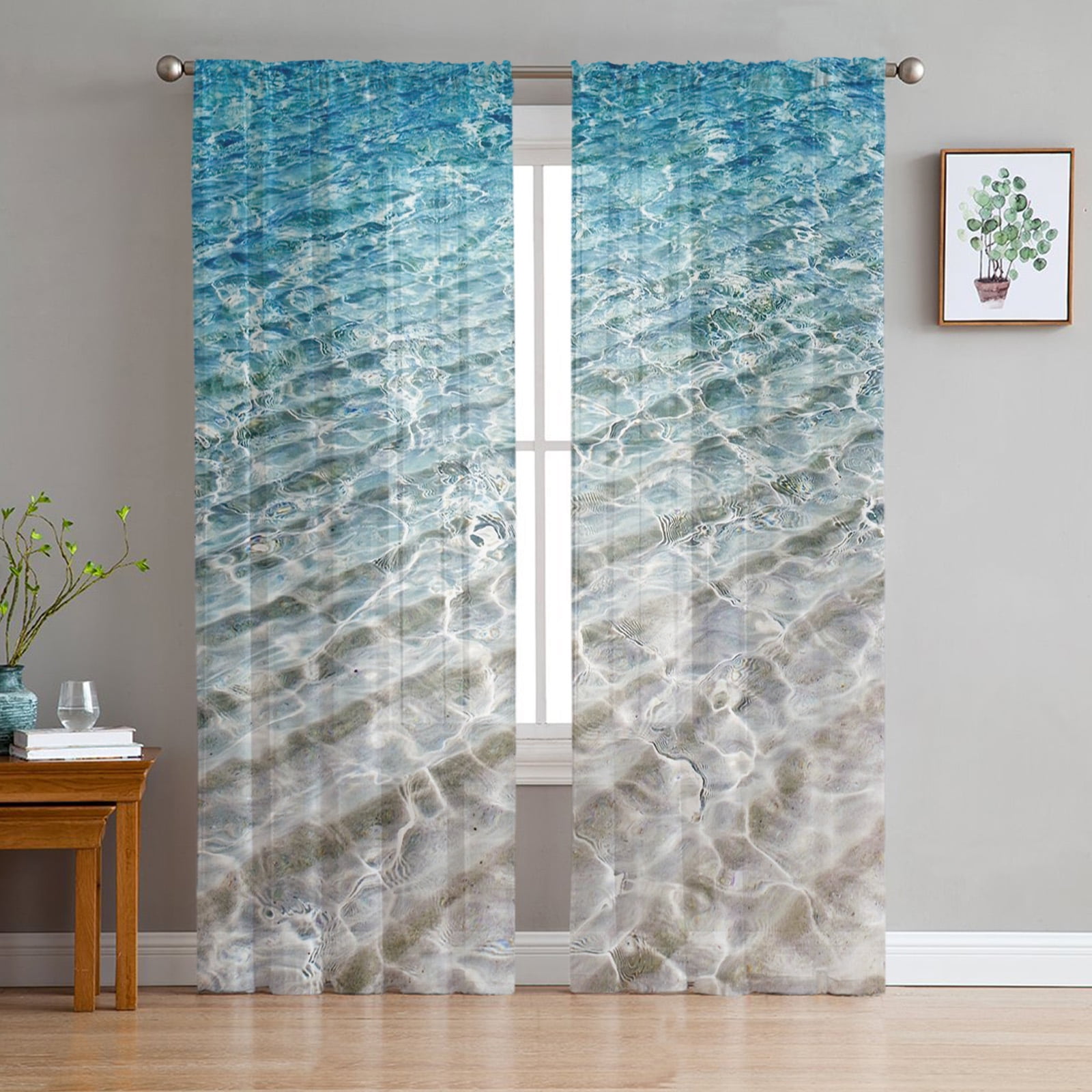 Clear Water On The Beach Sheer Curtains for Living Room Voile Curtain ... Clear Water On The Beach Sheer Curtains for Living Room Voile Curtain ...