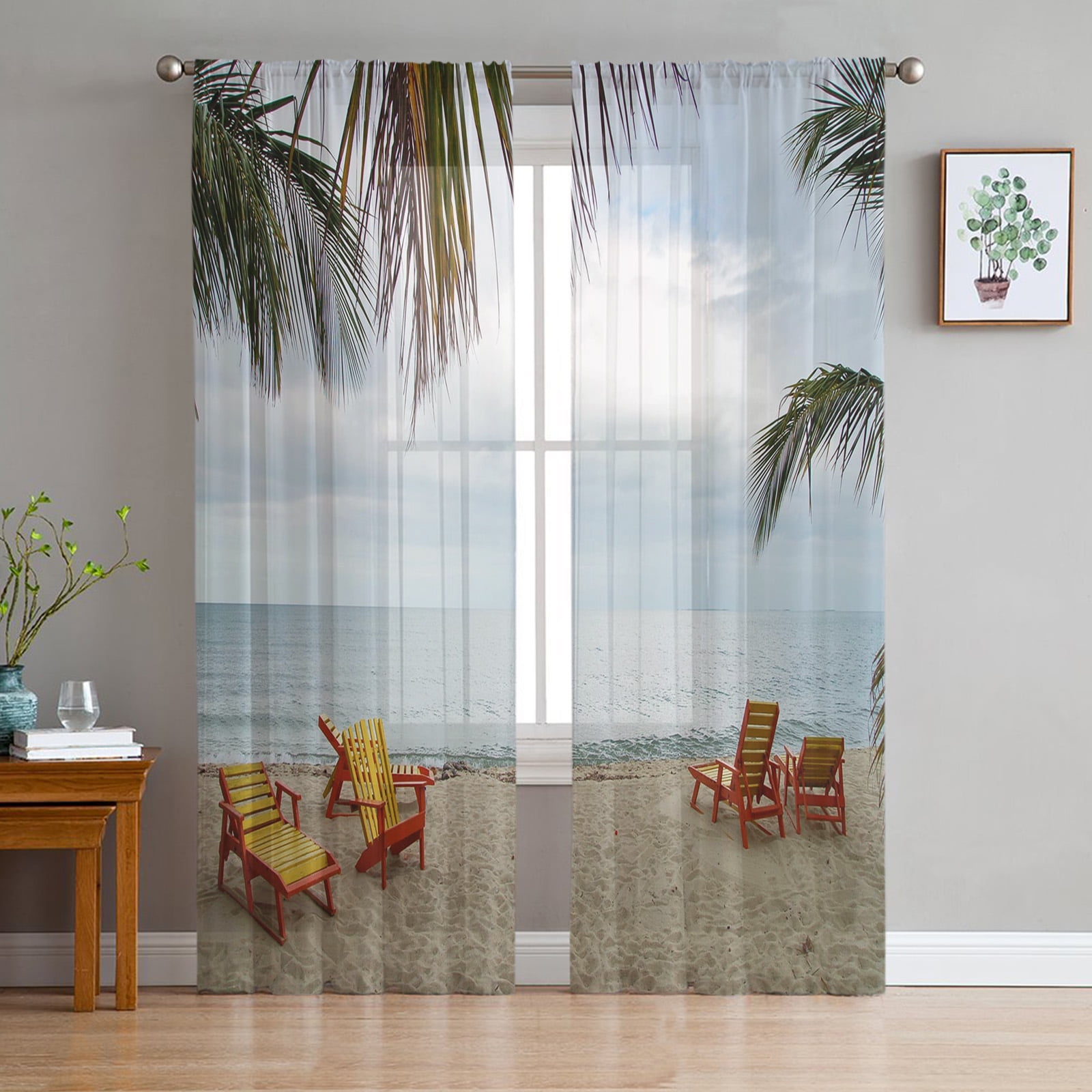 Clear Water On The Beach Tulle Curtains for Living Room Bedroom ...