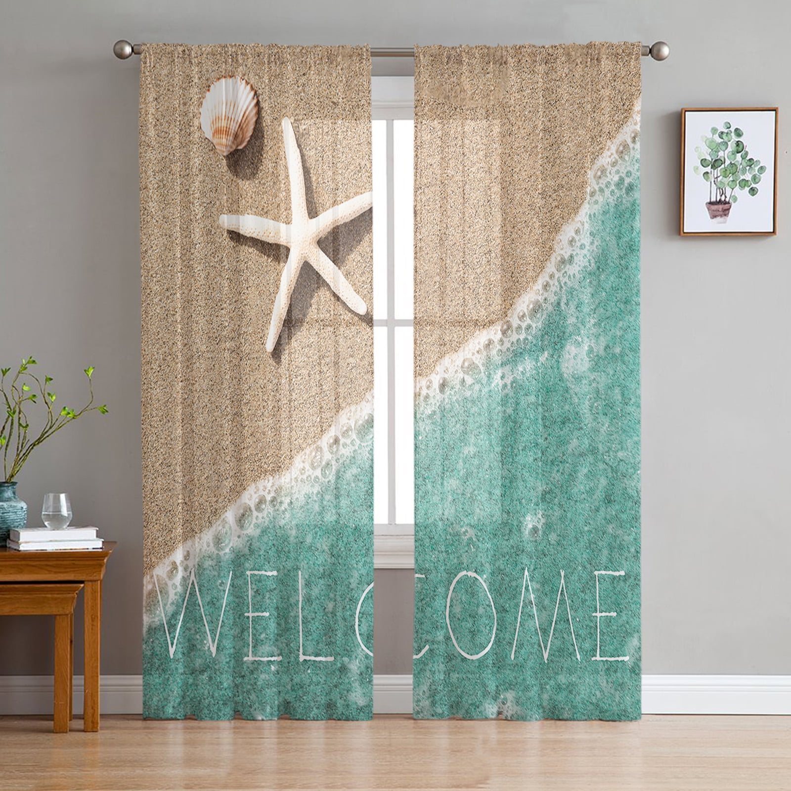 Clear Water On The Beach Tulle Curtains for Living Room Bedroom ...