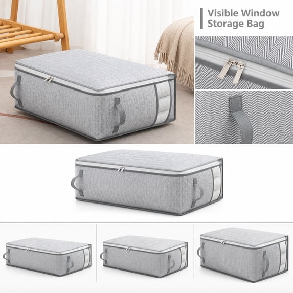 Clear Window Closet Storage Organizer Bag Foldable Fabric Clothes ...