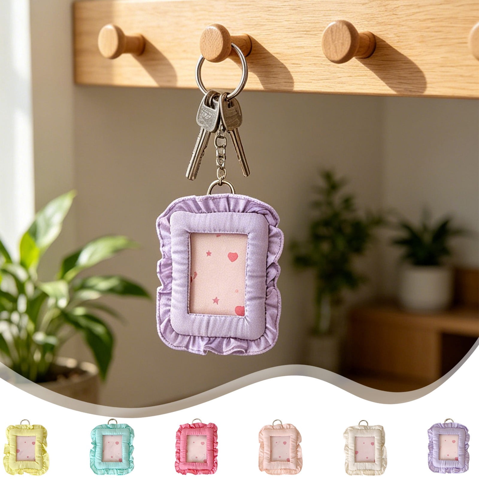 Clear Window Ruffle Photocard Keychain Bag, Soft Cloth Pouch with ...
